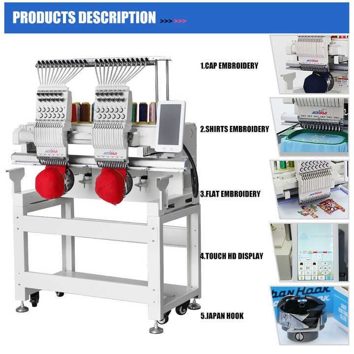 Revhon 2-Head Embroidery Machine - High-Speed & Intelligent