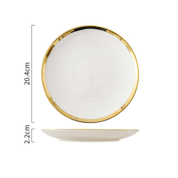 Luxury Gold Rim Ceramic Dishes & Plates Sets for Dinnerware