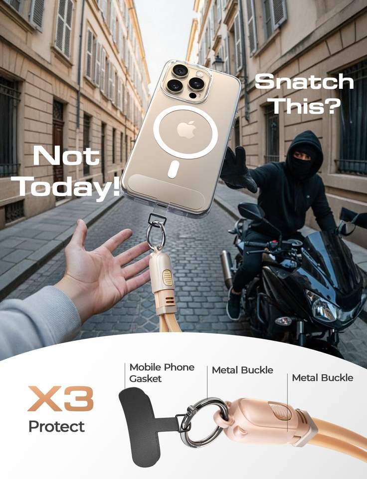 LISEN 2026 Adjustable Phone Safety Lanyard Heavy Duty USB C Power Cable ...