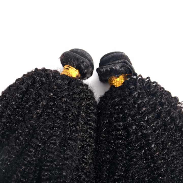 Looking Afro Kinky Curly Human Hair Weave Bundles Natural Women Black ...