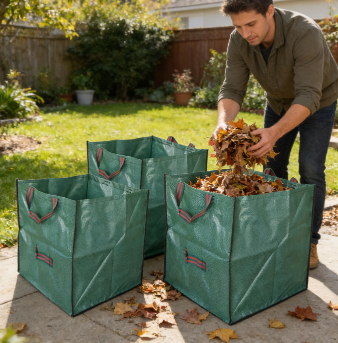 Cost-effective PET Woven Lawn Bag Stand-up Design Leaf Waste Bag ...