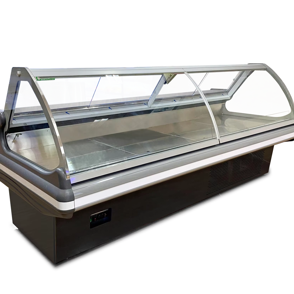 Deli Open Case Meat Cooler Display Case Sliding 2-Door Brown Painted ...
