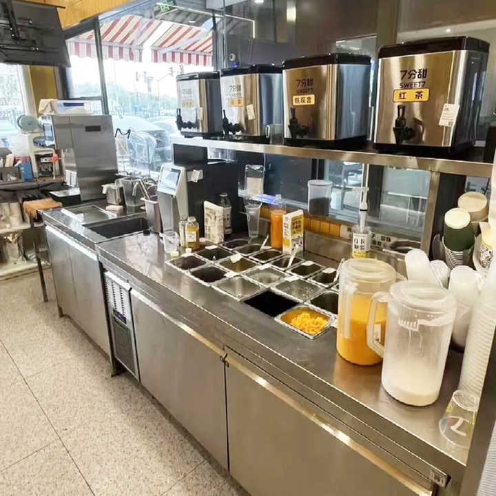 Equipment List Milk Tea Work Preparing Station With Refrigerator Full ...