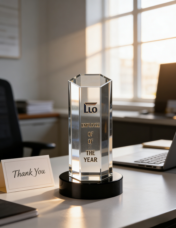 Custom Acrylic Employee of the Year Trophy - Engraved Corporate ...