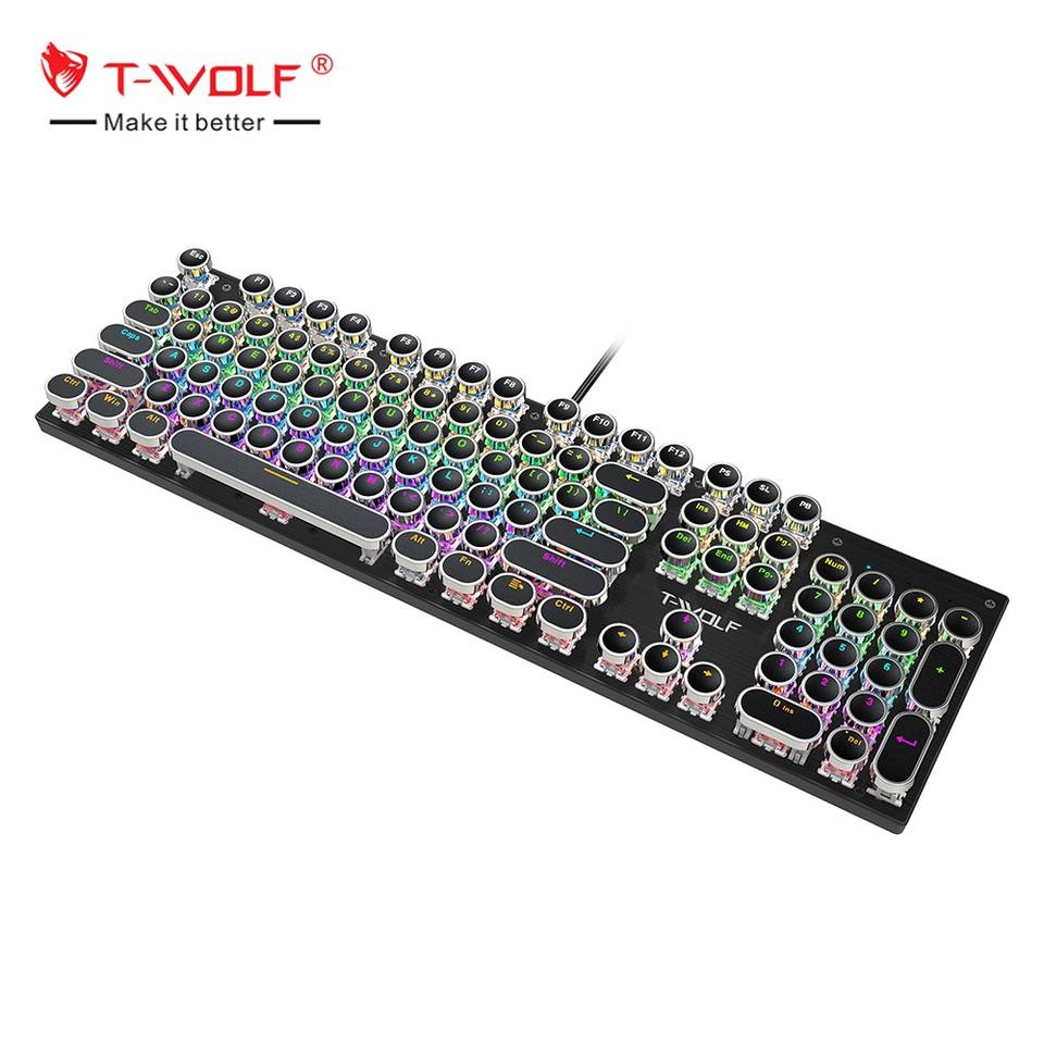 TWOLF Gaming Keyboard - Backlit, Mechanical, and Programmable
