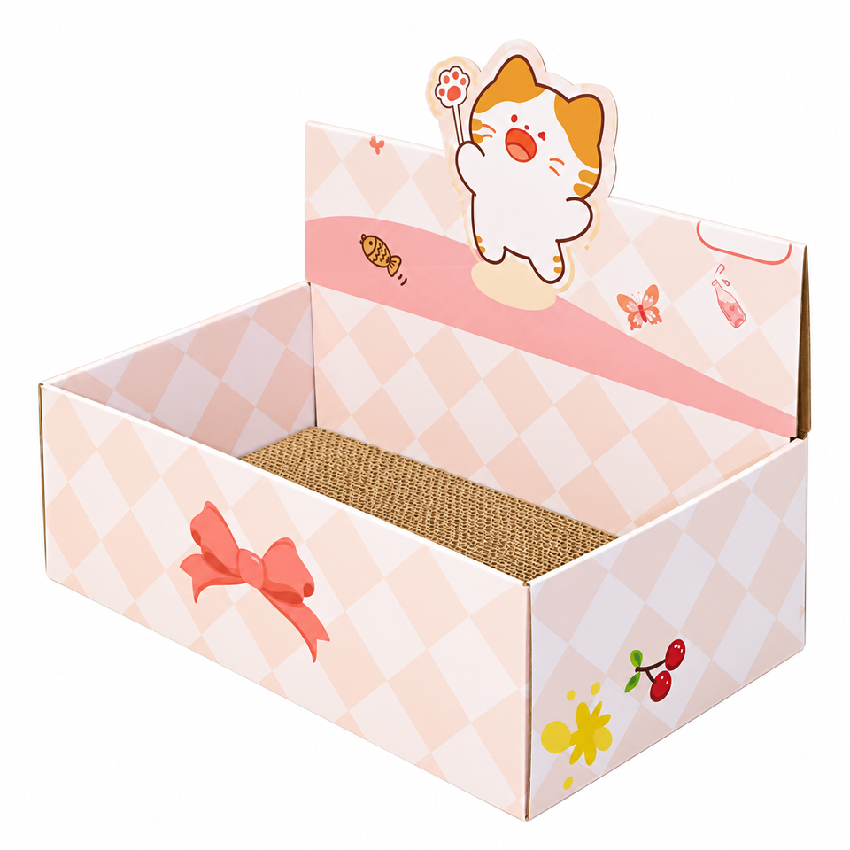Durable Corrugated Cardboard Replaceable Core Box-Style Cat Bed Cat ...