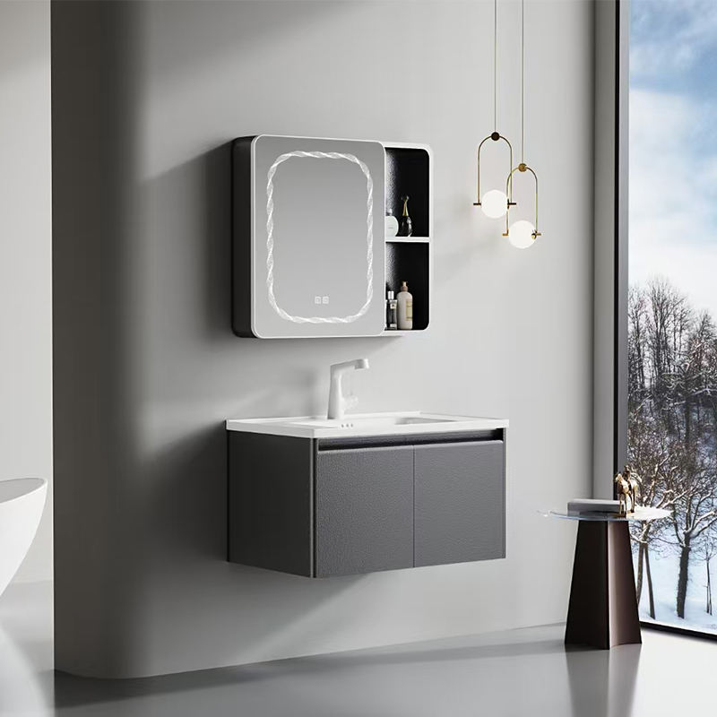 PVC Bathroom Vanity Ceramic Integrated Basin LED Anti Fog Mirror Soft ...