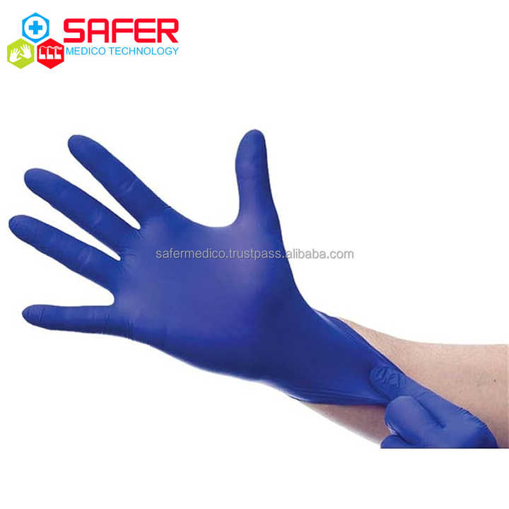 Disposable Latex Examination Gloves Blue Color in Malaysia High Risk ...