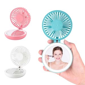 Biumart Handheld Makeup Mirror Air Cooling Fan With LED Mirror Portable ...