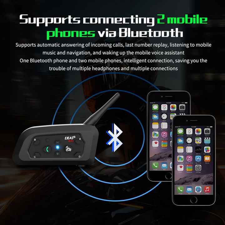 EJEAS V6 Pro + Full Duplex Intercom Helmets - Waterproof