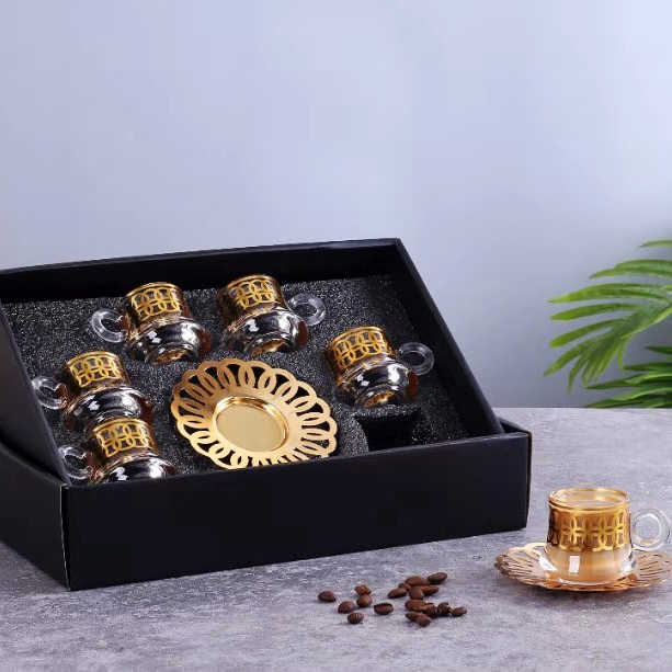 12pcs 90ml Luxury Glass Arabic Coffee Cup Arab Glass Cup With Saucer ...