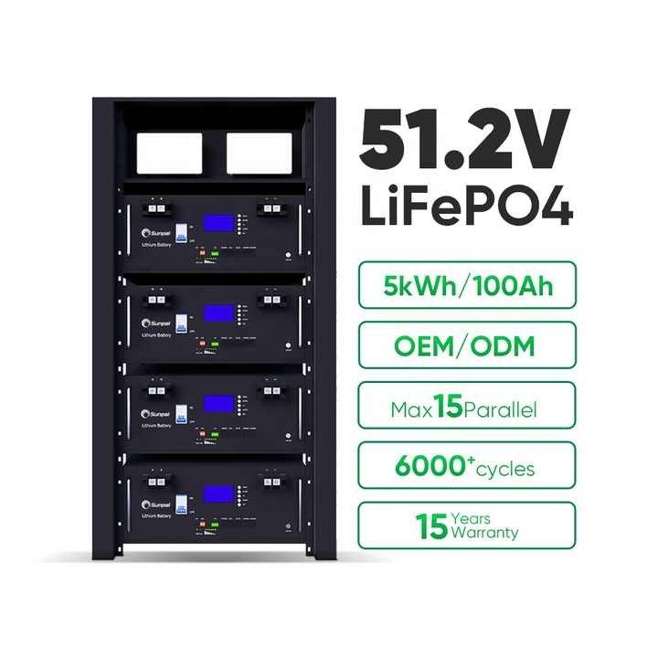 Sunpal Lithium Solar Battery Rack 51.2V 5kWh 100Ah 48V 10kWh Lifepo4 Lithium Ion Solar Battery ...