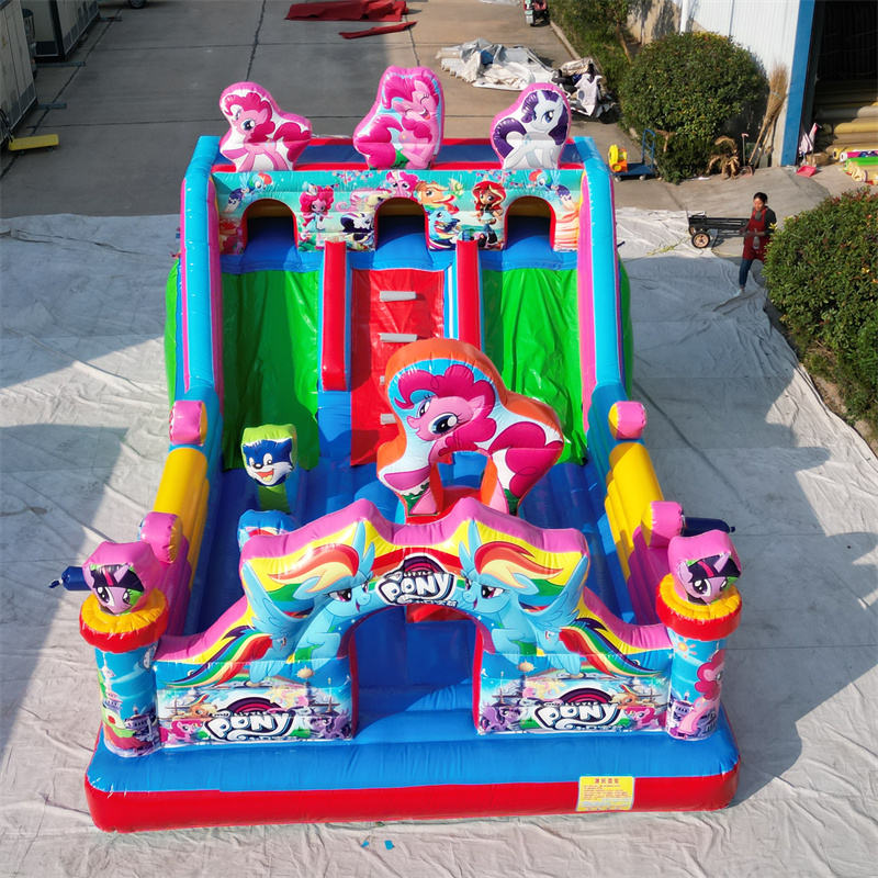 High Quality Double Track Water Slide Climbing Wall Combo Little Pony ...