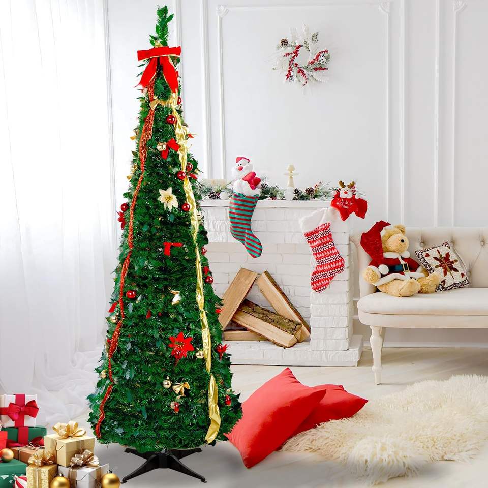 6ft Simulation Pop-up Christmas Tree, Extendable and Foldable Tree ...