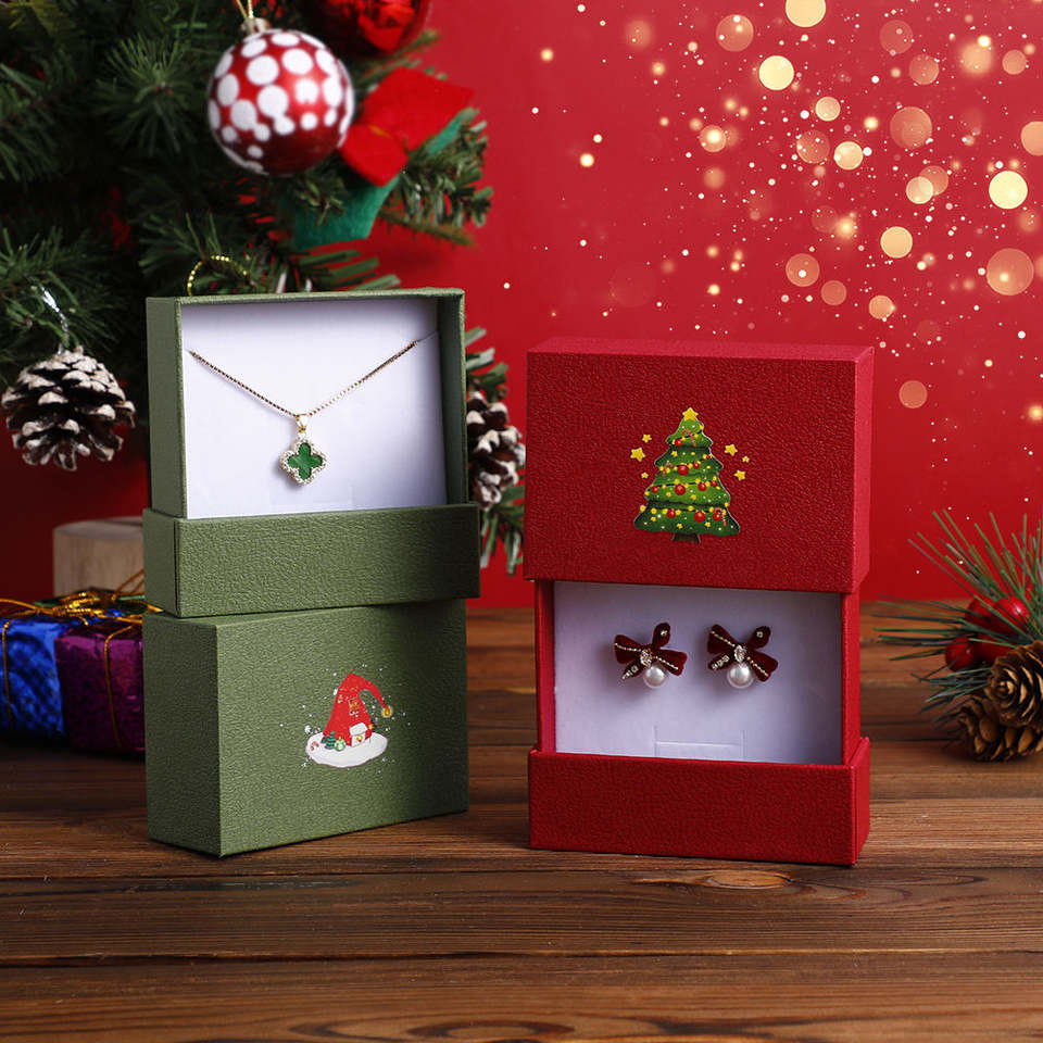 New Christmas Cardboard Jewelry Box Drawer Box Set, Necklace, Ring ...