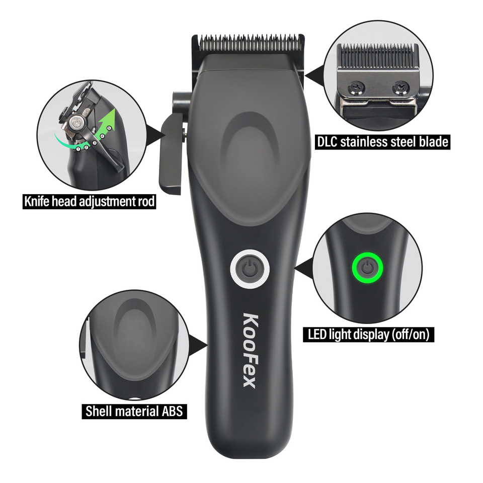 KooFex Pro Cordless Barber Clipper 8500 RPM High Speed Rotary Motor ...