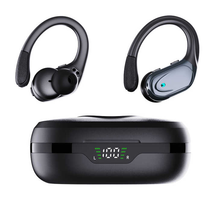 Smart Digital Display Sports Wireless Earbuds with Ear Hook, IPX5 ...