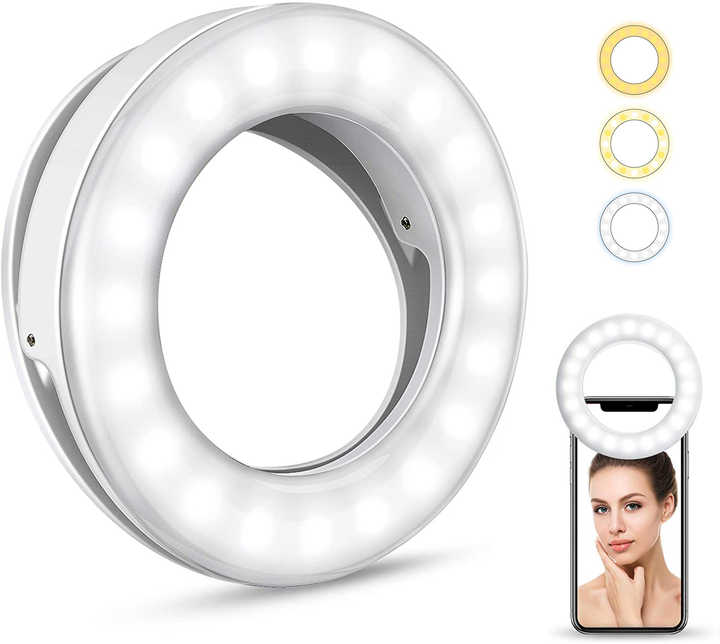 LED Phone Light USB Rechargeable 3level Circle Lamp Photographic Makeup ...