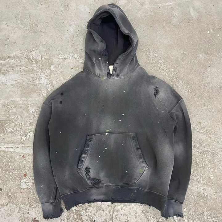 Custom Blank Vintage Distressed Pullover Mens Hoodie