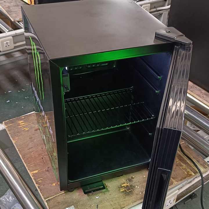 35L Black Mini Beverage Fridge with Sliding Glass Door - Monster Energy OEM