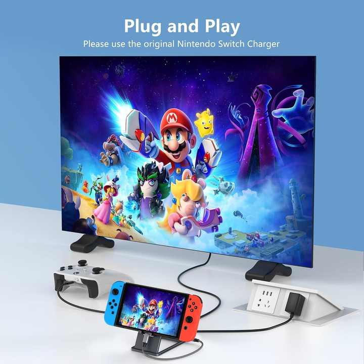 For Switch 2 Portable Adjustable Stand Hub 3-in-1 100W PD Charging 4K ...
