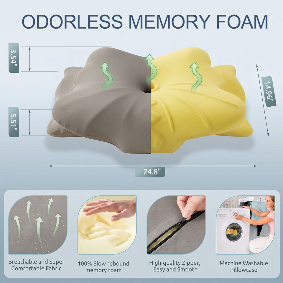 JTY Ear Shape OEM ODM Ergonomic Cervical Orthopedic Contour Memory Foam ...