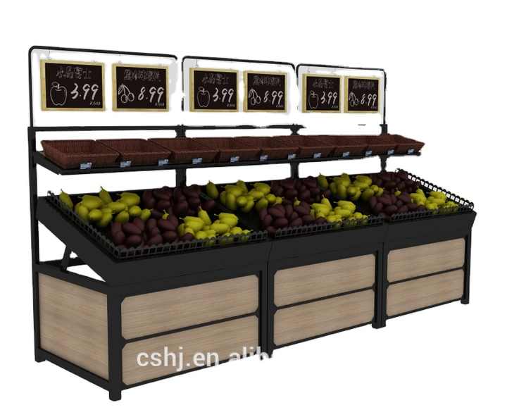 2 Tier Fruit and Vegetable Display Racks - Durable & Efficient