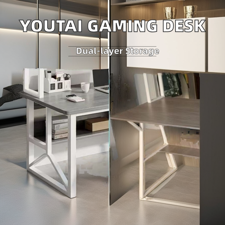 Modern E-Sports Black Gaming Desk Set Wooden Computer Desk with Double ...