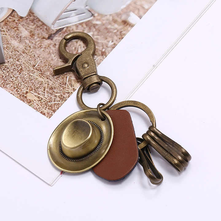 Factory Direct Wholesale Retro Leather Western Cowboy Hat Keyring ...