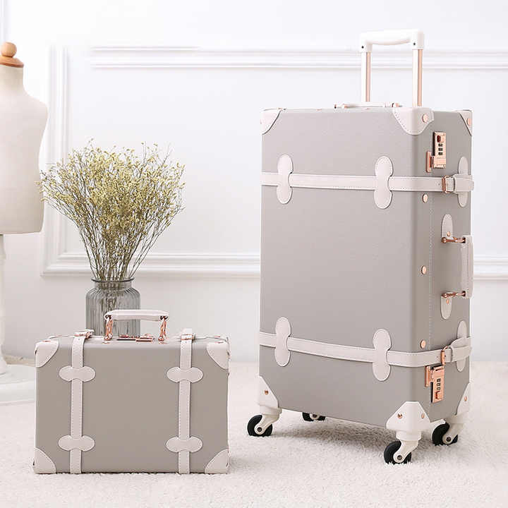 Flywing Vintage Trunk Luggage Set 20inch+12inch Carry on Suitcase with ...