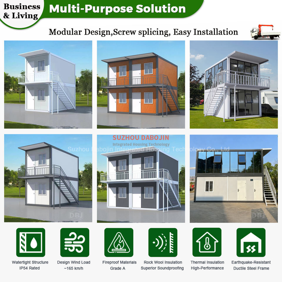 Modern Style Glass Curtain Wall Container House Flat Pack Prefabricated ...