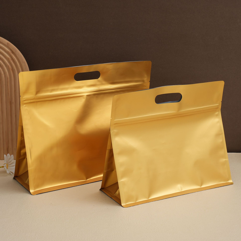 Eight Side Seal Flat Bottom Coffee Tea Packaging Bag With Handle Stand ...