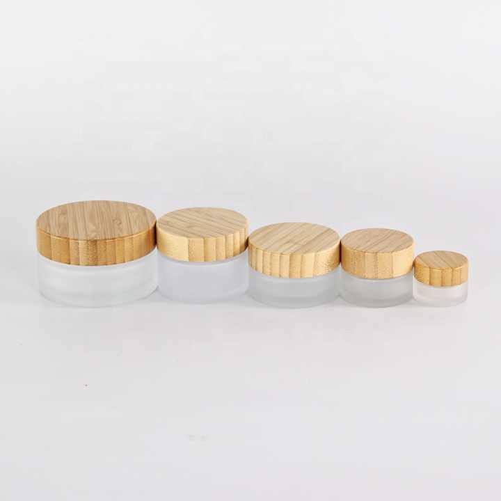 5g to 100g Matte Clear Glass Jars with Bamboo Lid for Cosmetics