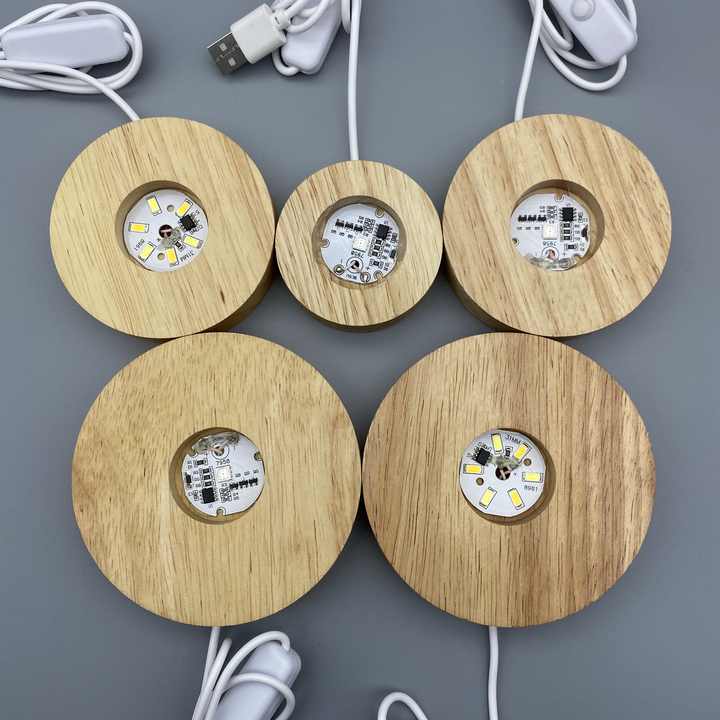 Round LED Wooden Light Base - 3D Night Light Solutions