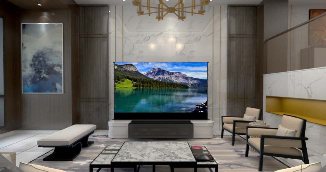 92 Inch Ultra Short Throw Motorized Floor Rising Projector Screen With ...