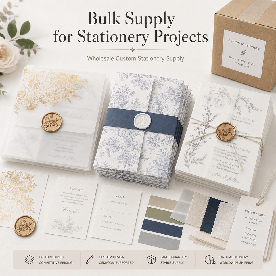 Custom Vellum Wedding Invitation Envelopes Floral Foil Jacket Wraps for ...