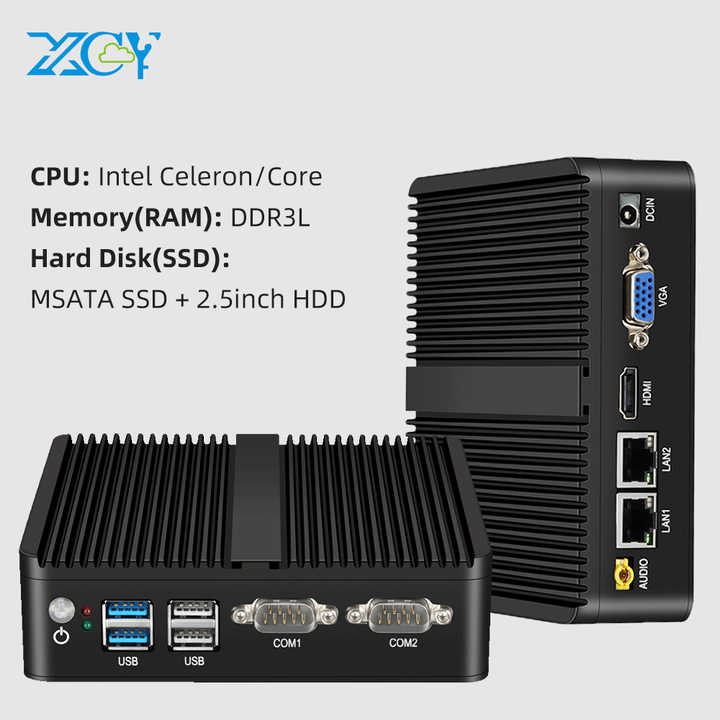 2 Ethernet Mini Pc - XCY Fanless Desktop with Dual RS232