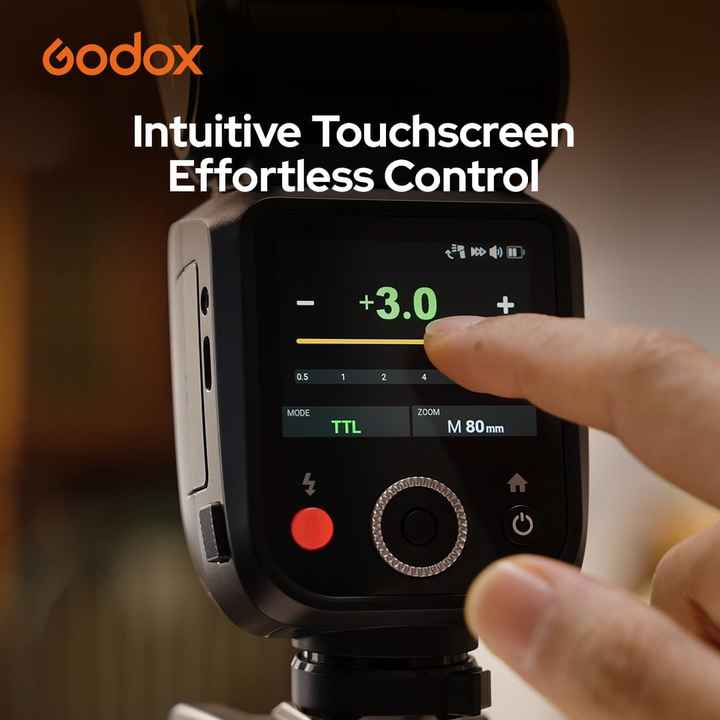 GODOX V100 Flash V100 Round Head Touch Screen Flash, Built-in Lithium ...