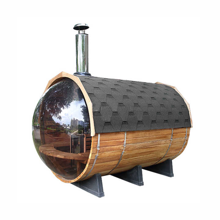 Large Traditional Steam Barrel Sauna Garden Cedar Wood with Acrylic ...