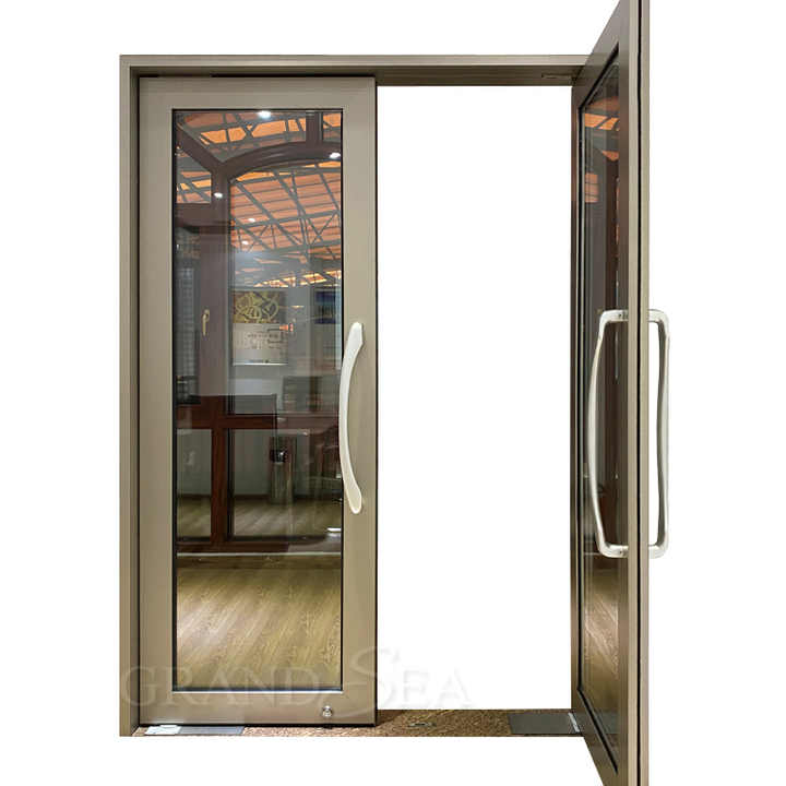 Single Automatic Two Way Double Glazed Glass Swing Door
