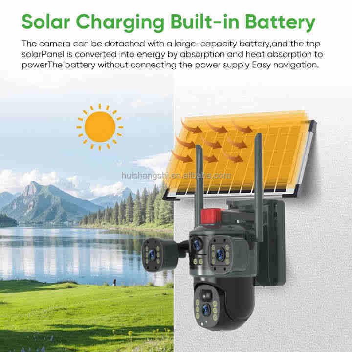 V380pro 12MP 4G Sim Card 4lens 3screens Solar Security Camera