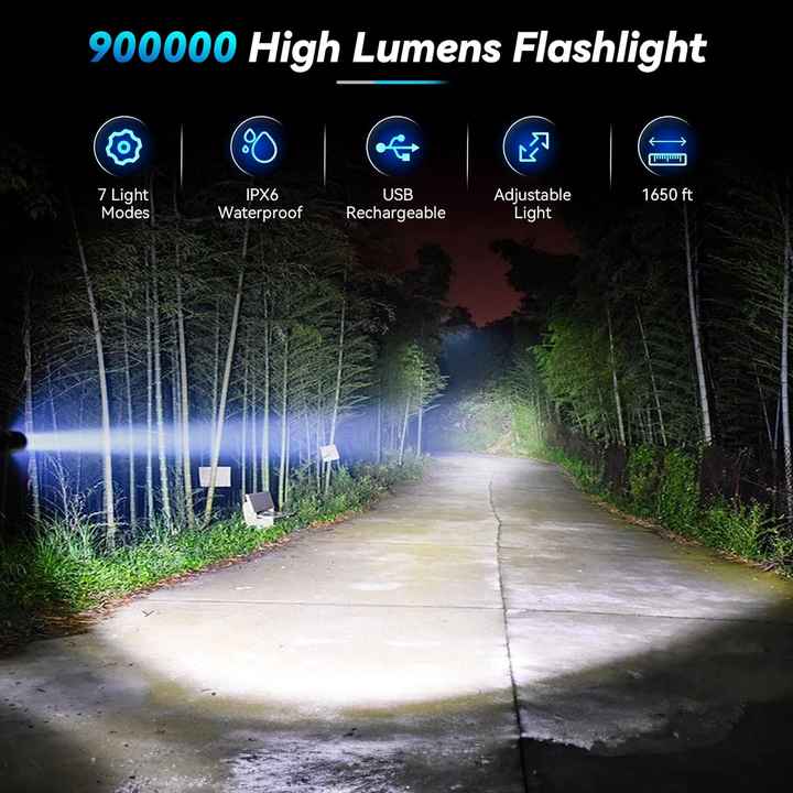 High Range Blacklight - Powerful LED Flashlight 900000lm