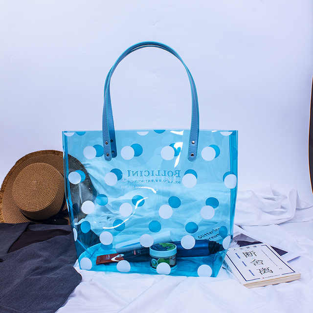 plastic PVC see through tote bag handbag waterproof transparent beach ...