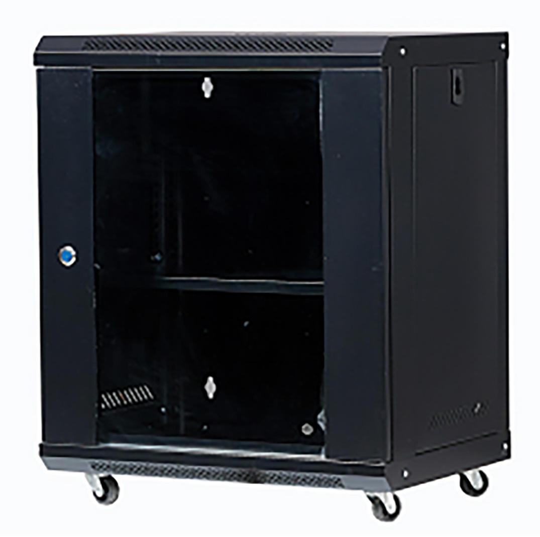 42u Wall Mount Cabinet Chassis Server Network Rack With Locking Glass Door Dark Black With ...