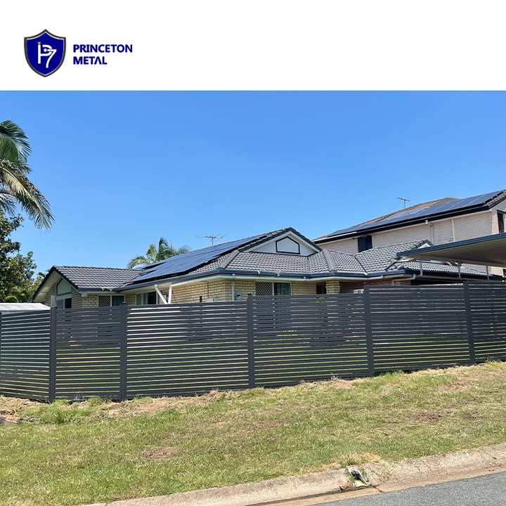 Customized Dark Grey Powder Coated Privacy Slat Aluminum Garden Fence