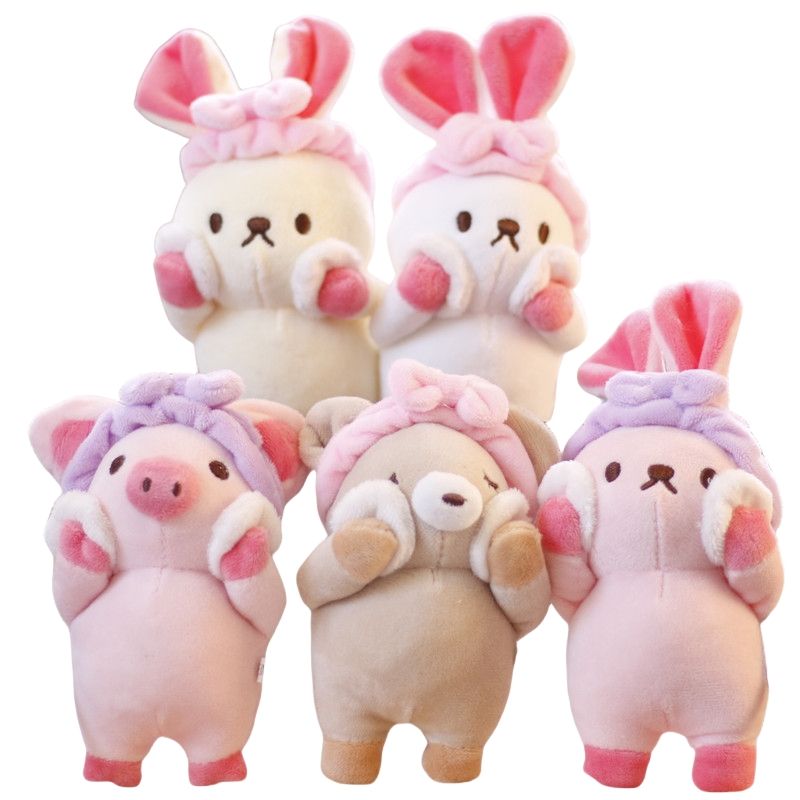 Cute Plush Bath Towel Rabbit Keychain Stuffed Animal Fluffy Bath Bunny ...