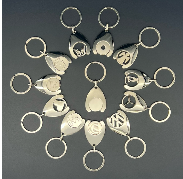 customized Shopping Cart Chip Metal Trolley Token Coin Holder Keychain ...