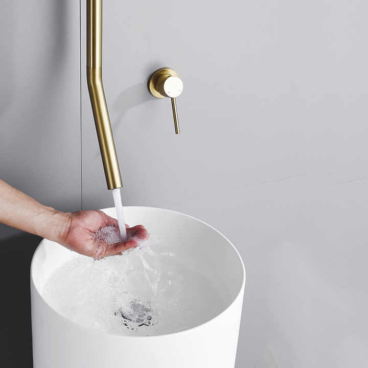 Ceiling Install Long Spout Matt Black Water Tap Conceal Basin Bathroom ...