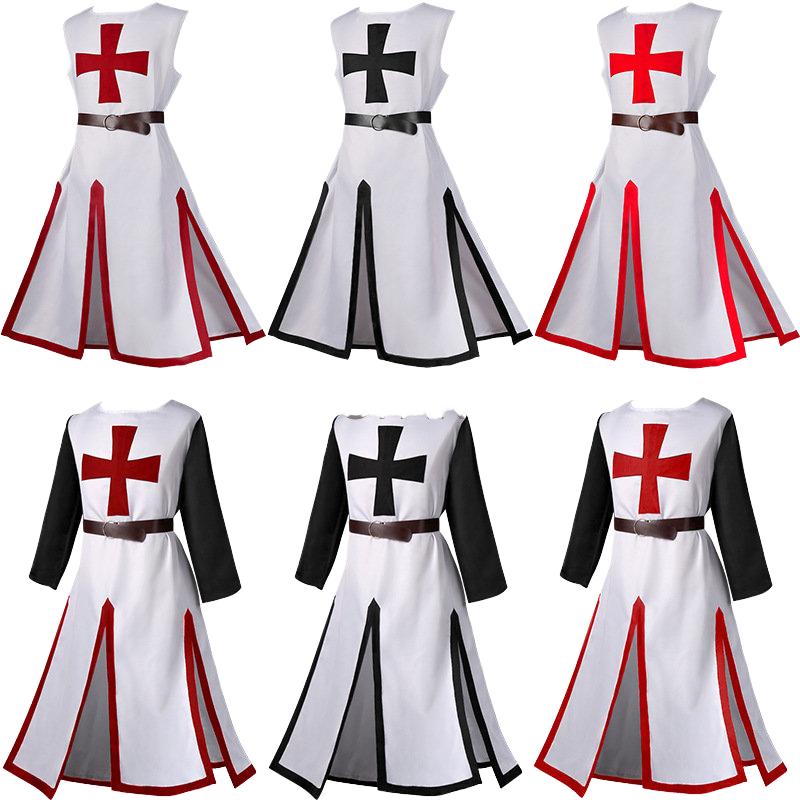 Adult Men Medieval Warrior Costume Knight Templar Crusader Gown Shirt ...