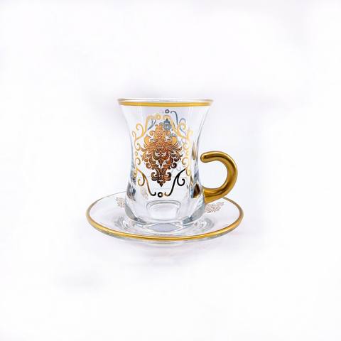 golden colorful glass tea cup set arabic tea set ramadan drinking set ...